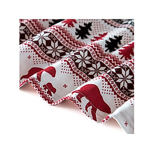 Long Sleeve Nightgowns for Women Soft Cotton Night Shirts Sleepwear Cartoon Night Gown Sleep Shirt Pajama Dress Snowflake Bear Medium