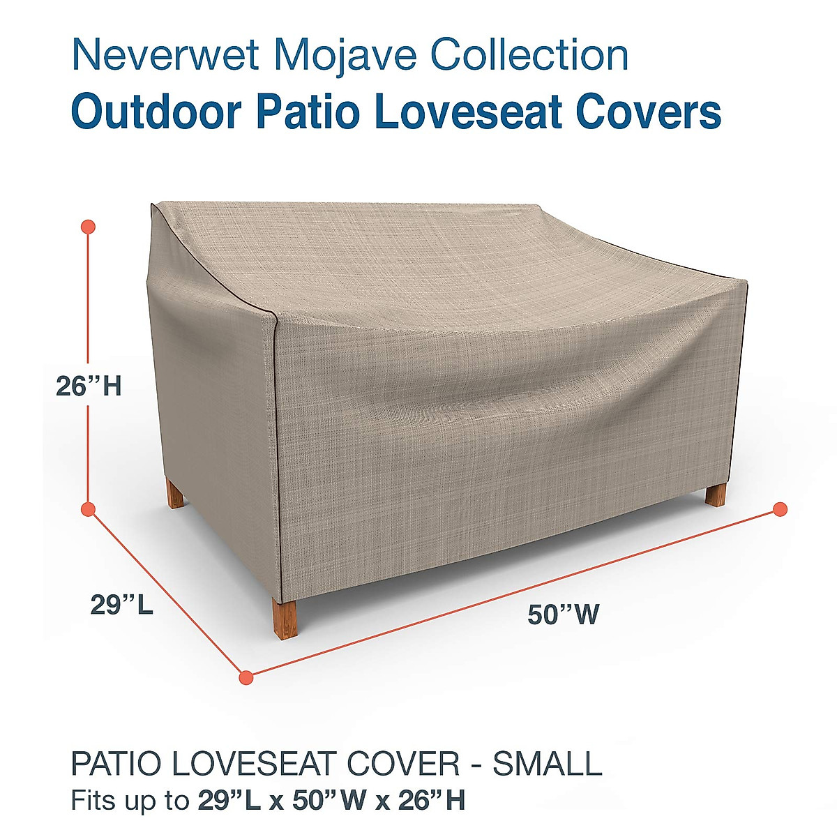 Budge NeverWet Mojave Patio Loveseat Cover, Black Ivory, Small