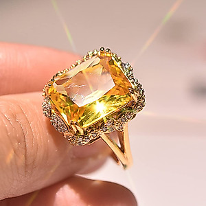 WDIYIEETN Elegant Huge Natural Tanzanite Cocktail Ring 18k Gold Shiny Champagne Topaz CZ Crystal Diamond Ring Women Wedding Engagement Jewelry (9)