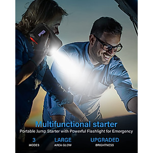 FORYOU Car Jump Starter with Air Compressor, 2000A 12-Volt Jumper Cables Jump Starter Box Car Battery Booster Pack (Up to 6-Liter Gasoline and 3-Liter Diesel Engines) Digital Screen(Black Red)