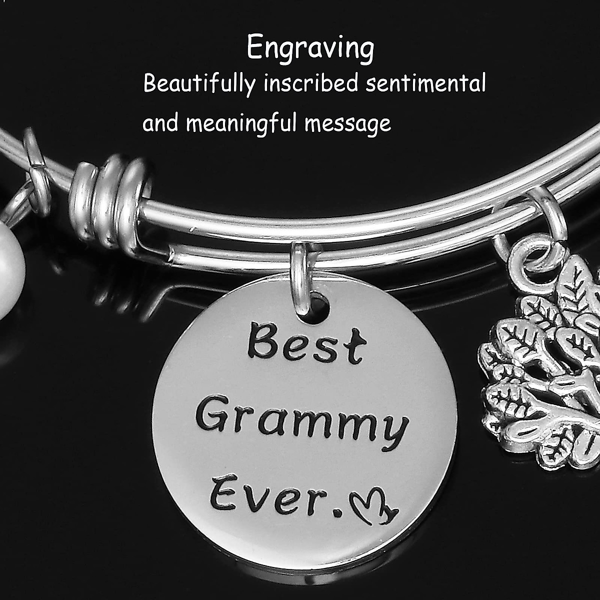 HUTIMY Grammy Bracelet Gifts for Grandma Grammy Jewerlry for Women Worlds Best Grammys Engraved Best Grammy Ever Bracelet