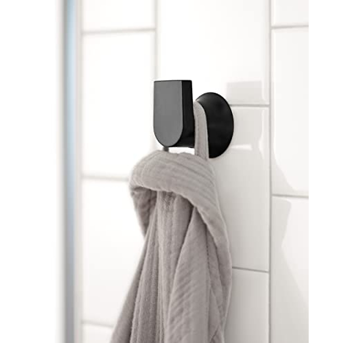 Moen Genta LX Matte Black Modern Single Robe or Towel Hanger for Kitchen or Bathroom, BH3803BL