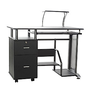 OneSpace Rothmin Computer Desk with Storage Cabinet,Black