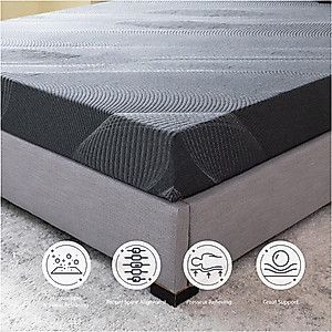 Dyonery Queen Mattress 6 Inch Charcoal Memory Foam Mattress in a Box, CertiPUR-US Certified Fiberglass Free, Gel Double Mattress, Made in USA, 80" × 60" × 6", Medium