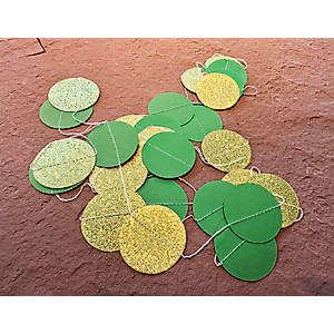 Graduation Party Decorations Green Gold 2024/Green Gold Graduation Decorations/Glitter Gold Green Birthday Party Decorations/St. Patrick’s Day Decorations/2pcs Paper Circle Garlands
