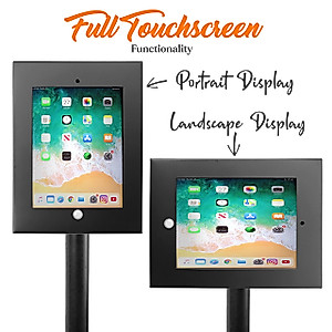 Pyle Anti-Theft Tablet Security Stand Kiosk - Heavy Duty Aluminum Metal Floor Standing Mount Tablet Case Holder Display w/ 37.80 Inch Pole Height, Designed for iPad 2 3 4 Air Tablets -PSPADLK45 Black