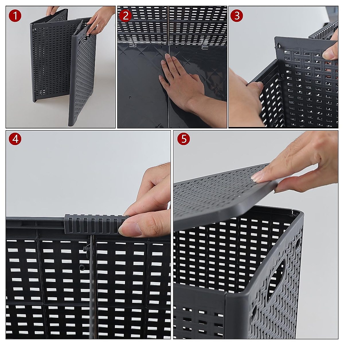 Kiddream 80 Liters Double Collapsible Laundry Basket, Plastic Dirty Clothes Hamper 2 Section with Lids