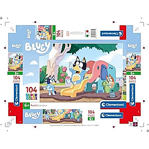 Clementoni - 27171 - Supercolor Puzzle Bluey - 104 Pieces - Jigsaw Puzzle for Kids Age 6 - Made in Italy