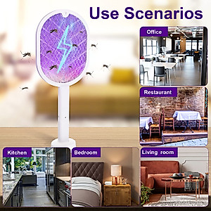 4 Pcs Electric Fly Swatter Bug Zapper Racket 2 in 1 USB Rechargeable Mosquito Racket 3000v High Powered Mosquito Killer for Indoor Outdoor Home Bedroom Kitchen Patio Office Insect