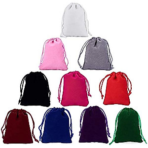 DoGeek 60PCS 10 Color Small Velvet Drawstrings Bags Jewelry Pouches Favors Storage Bags Candy Gift Bags for Christmas Party Wedding 2" x 3" & 3''X4''