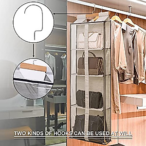 MICALOR Purse Organizer for Closet, Easy Access Wardrobe Tote Bag Purse Storage Holder Over The Door Space Saving Shelf Pocket for Bedrooms Living Room