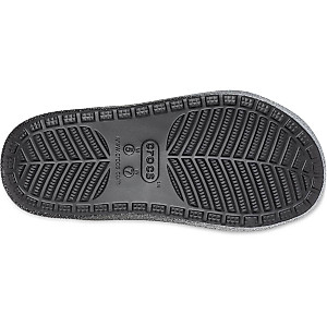 Crocs Unisex Classic Cozzzy Sandals, Fuzzy Slippers and Slides, Black/Silver, Numeric_6 US Men