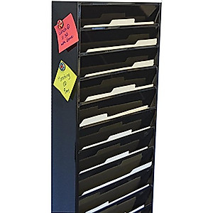 Displays2go File Folder Wall Rack, 20 Pockets, Tiered, Office and Medical Charts (Black, Powder Coated Steel)