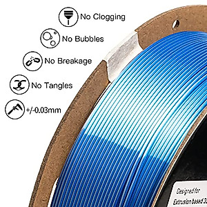 Inland Dual Color Filament - Blue to Silver Color Change Filament - Two Color Silk PLA 3D Printer Filament 1.75mm - Dimensional Accuracy +/- 0.03mm - 1kg Cardboard Spool (2.2 lbs) – FDM/FFF Printers