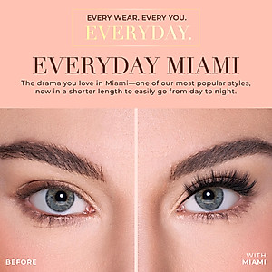 Lilly Lashes Everyday Miami Faux Mink Lashes False Eyelashes Natural Look Faux Wispy Lashes Mink Natural Lashes Short Lashes Round Shaped 13 mm Length Reusable Up to 20 Times