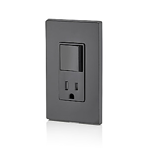 Leviton T5625-E Decora Combination Switch and Tamper-Resistant Receptacle, Black