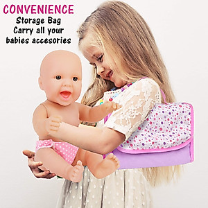 Click N' Play Baby Girl Doll 14” with Caring Accessory Set, Pink