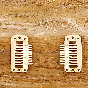 32 mm 9-Teeth Snap Clips for Women's Hair Extensions and Wigs - 30 Piece DIY Accessory Kit (Beige)