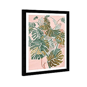 Wynwood Studio Floral Framed Wall Art Prints 'Peach Jungle Tree' Botanicals Home Décor, 13" x 19", Pink, Green