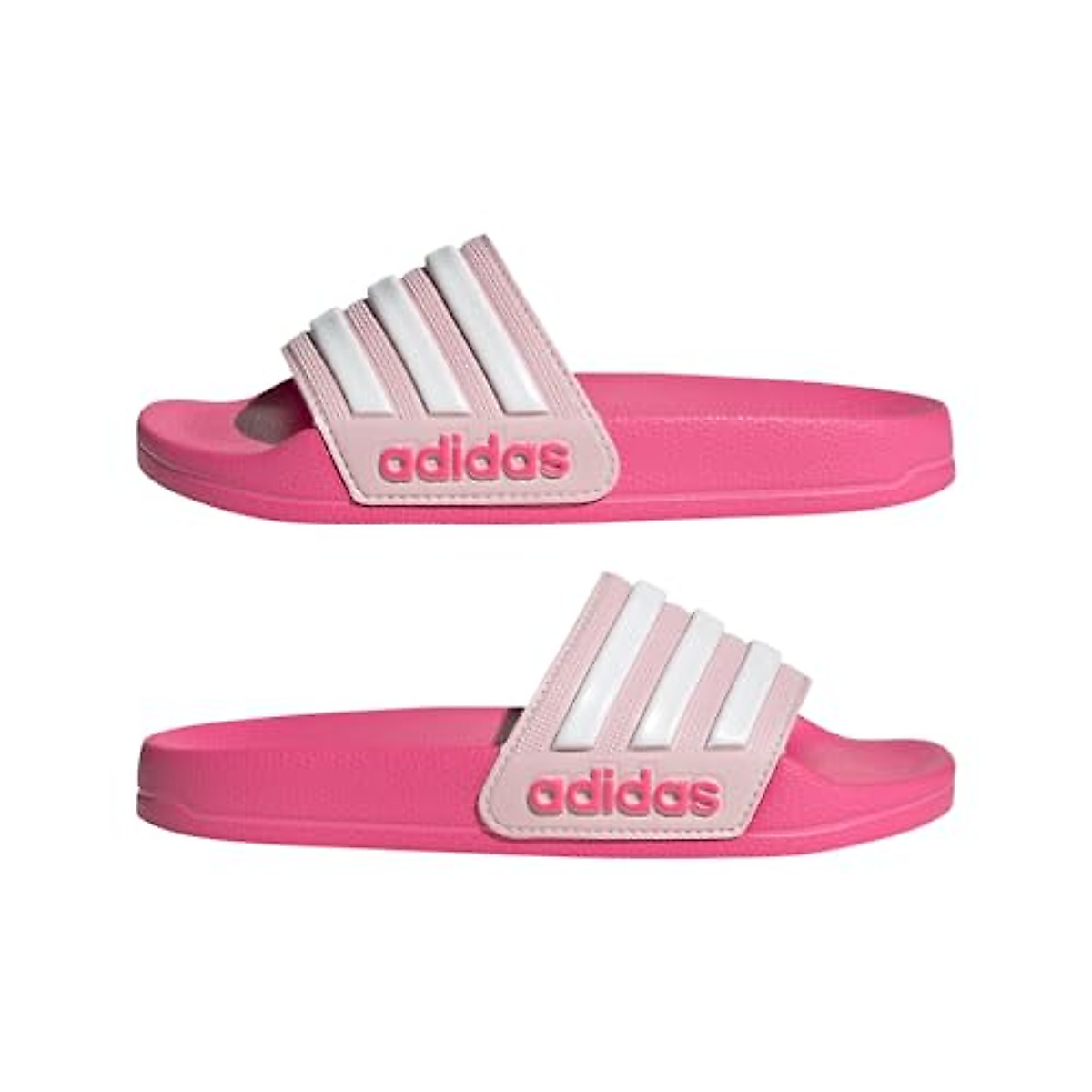 adidas Adilette Shower Slide Sandal, Clear Pink/White/Lucid Pink, 3 US Unisex Little Kid
