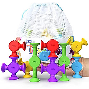 BUNMO Sensory Suction Bath Toys 10pcs | Connect, Build, Create | Mold Free Bath Toys | Hours of Fun & Creativity | Montessori Toys | Sensory Toys | Baby Easter Basket Stuffers for Babies