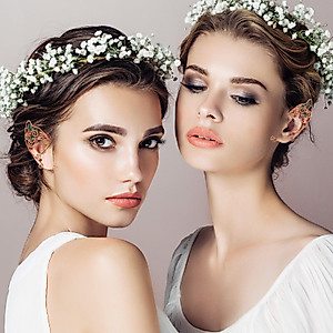 Elf Ear Earring Cuffs Leaf Earring Filigree Elf Bone Cosplay Cuffs 1 Pair Wrap Earrings for Fairy Ears Costume Cosplay Wedding Jewelry