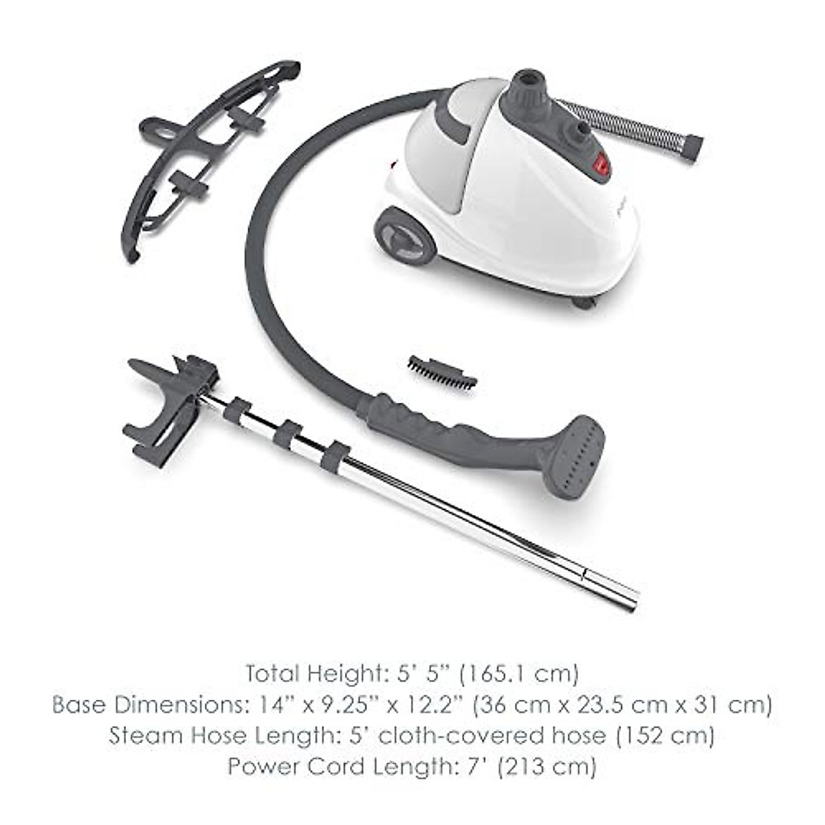 Pure Enrichment® PureSteam™ XL Standing Steamer with Garment Hanger - Heats in 45 Seconds with 0.5-Gallon Water Tank for 1 Hour Continuous Steaming - Includes Fabric Brush and Easy-roll Wheels