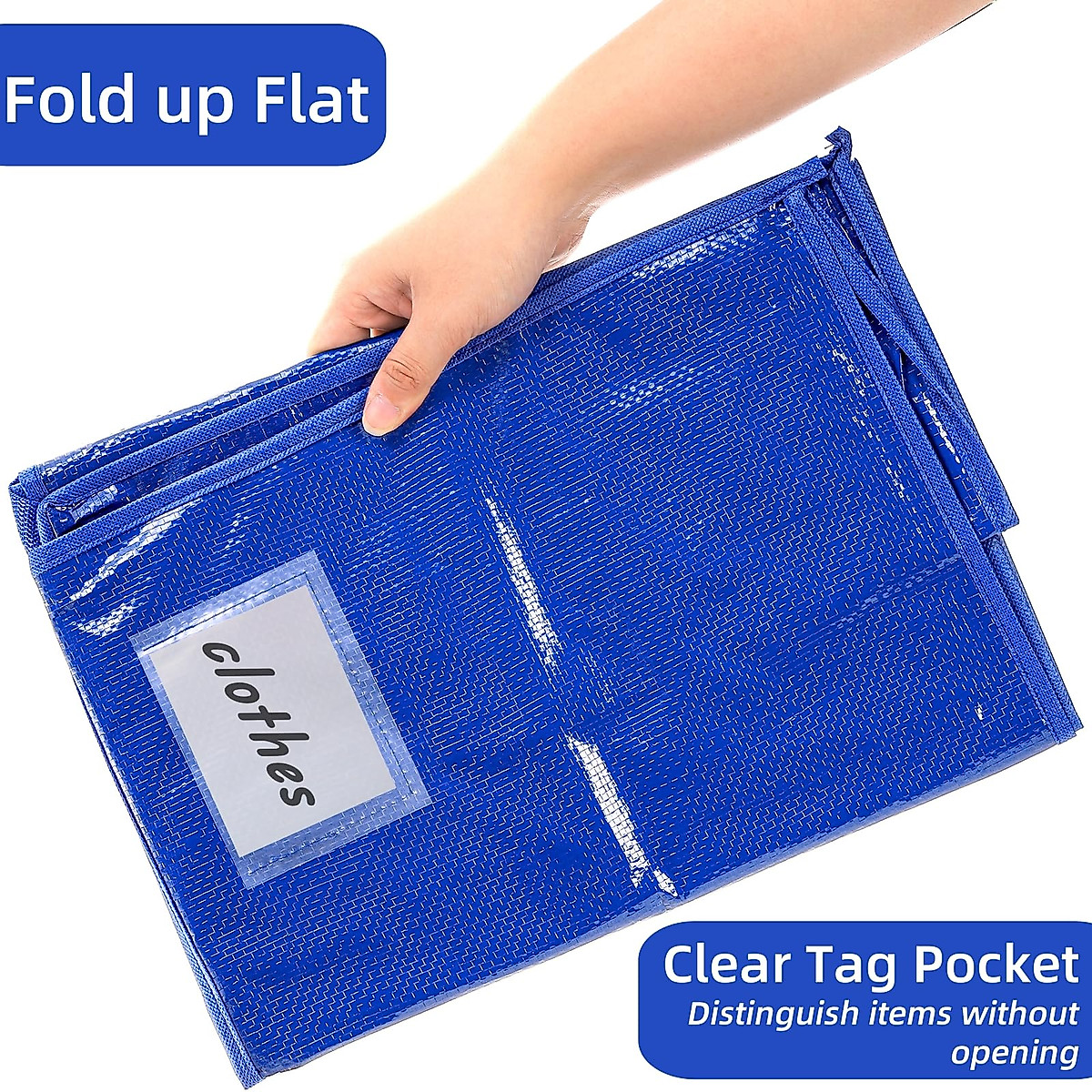 Eorbow 8 Pack Moving Bag, 91L Heavy Duty Extra Large Storage Tote, Foldable Packing Bags with Zipper and Carrying Handles, College Dorm Essentials Tool Bag for Space Saving, Traveling, Camping