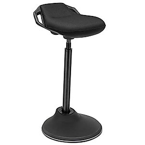 SONGMICS Standing Desk Chair, Adjustable Ergonomic Standing Stool, 23.6-33.3 Inches, Swivel Sitting Balance Chair, Anti-Slip Bottom Pad, Black UOSC02BK
