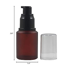 1PCS 30ML 1OZ Rose Red Empty Frosted Glass Pump Bottle with Transparent Cap Emulsion Lotion Essence Holder Refillable Portable Durable Cosmetic Container Jar Pot for Travel Vacation Daily Life