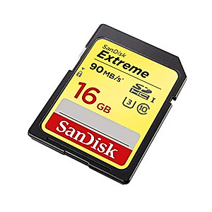 SanDisk 16GB Extreme SDHC UHS-I Memory Card - 90MB/s, C10, U3, V30, 4K UHD, SD Card - SDSDXNE-016G-GNCIN