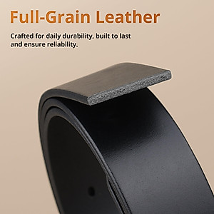 Buffway Leather Belt for Men - Durable Full Grain Men's Belt 1.5", Versatile for Daily Use, with Gift Box- 32” Black