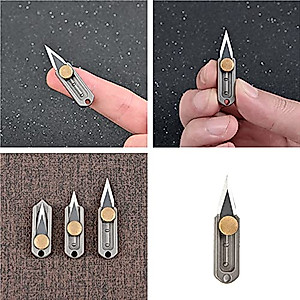 SZHOWORLD Ultra Small Titanium Utility Knife, EDC Tiny Knife Box/Package Opener with Stainless Steel Blade,Ultra Lightweight and Quality