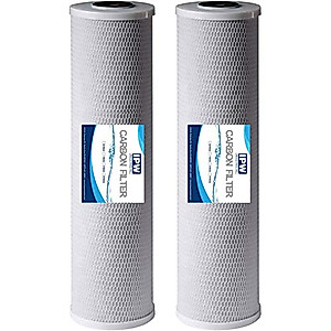 High Capacity 20” x 4.5” Full Flow Water Filter Replacement Cartridges - CTO Carbon Block - Fits Standard 20" x 4.5" Whole House Water Filtration Systems - 2 PACK