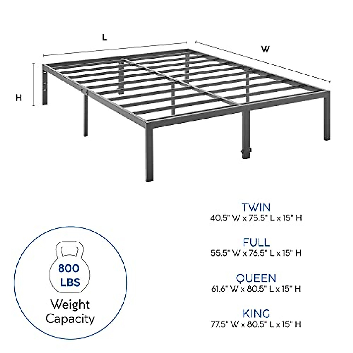 Classic Brands Brutis Black Heavy-Duty Metal Platform Bed Frame, Twin
