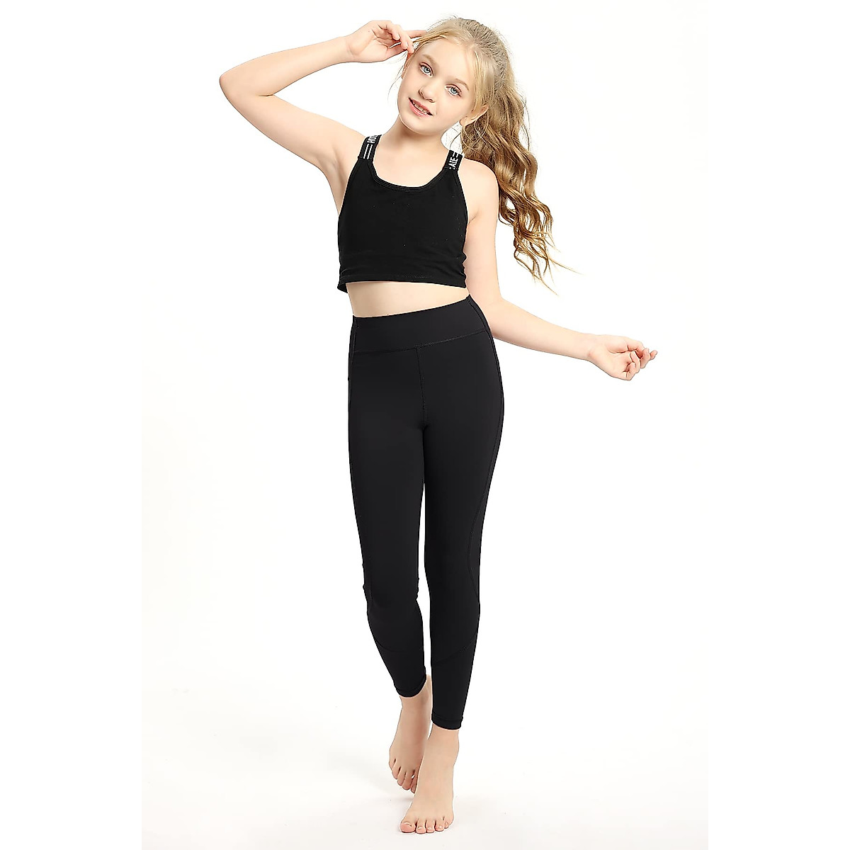 MERIABNY Athletic Leggings Girls Black Yoga Pants Size 18 Teens Cozy Active Joggers for Running Riding Hiking Climbing