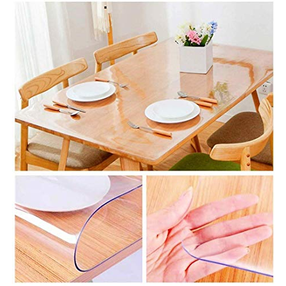 VALLEY TREE 24 x 48 Inch Clear Table Cover Protector,1.5mm Thick PVC Plastic Desk Mat, Tablecloth Clear Desk Protector, Waterproof Table Pad Mat for Dining Table Office Desk