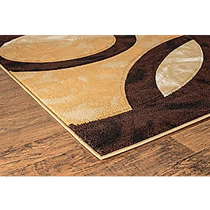 Glory Rugs Area Rug Modern 8x10 Brown Circles Geometry Soft Hand Carved Contemporary Floor Carpet Fluffy Texture for Indoor Living Dining Room and Bedroom Area