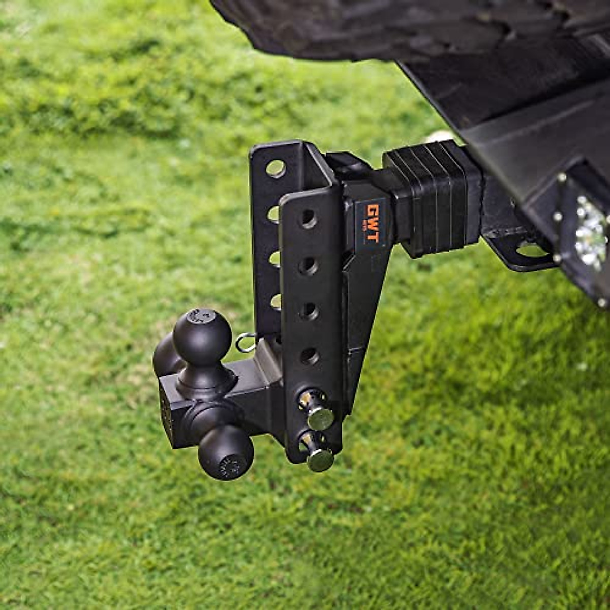 GWTAUTO Adjustable Trailer Hitch, Tri-Ball (1-7/8" x 2" x 2-5/16") Drop Hitch, Fits 2-Inch Receiver, 7 Inch Drop Cushioned Hitch,17000 LBS GTW-Class 3 Tow Hitch for Heavy Duty Truck, Solid Ball Mount