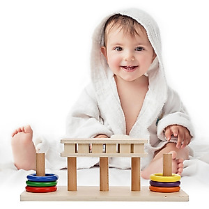 MEYOR Montessori Wooden Ring Slide Toys for Toddler Baby's Hand-Eye Coordination & Hands-on Skills
