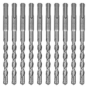 KHCRAFT SDS-plus Rotary Hammer Drill Bits 3/8 In. x 6 In. 10-Piece Rock Carbide Tip 4-Cutter for Brick, Cemet, Stone & Concrete