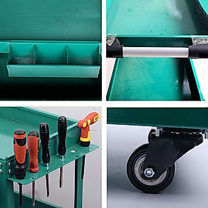 JF-XUAN Cart Multifunction Portable Hand Trucks Recycling Vehicles,Tool Trolley Cart 3-Tier Drawer Type Professional Level Organizer Multifunction Service Tool Cabinet, Bearing 100Kg, 655X355X740Mm,