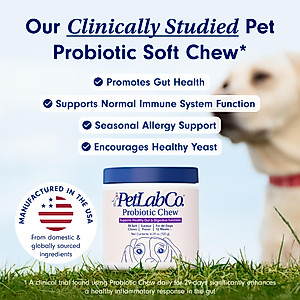 PetLab Co. Probiotics for Dogs, Support Gut Health, Occasional Diarrhea, Digestive Health & Seasonal Allergies - Salmon Flavor - 30 Soft Chews