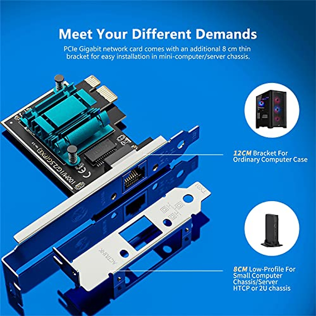2.5GBase-T PCIE Network Card 2500/1000/100Mbps PCI Express Gigabit Ethernet Adapter, Network Adapter for PC, Supported Windows 11/10/8/7 and Mac 10.7 (Above)