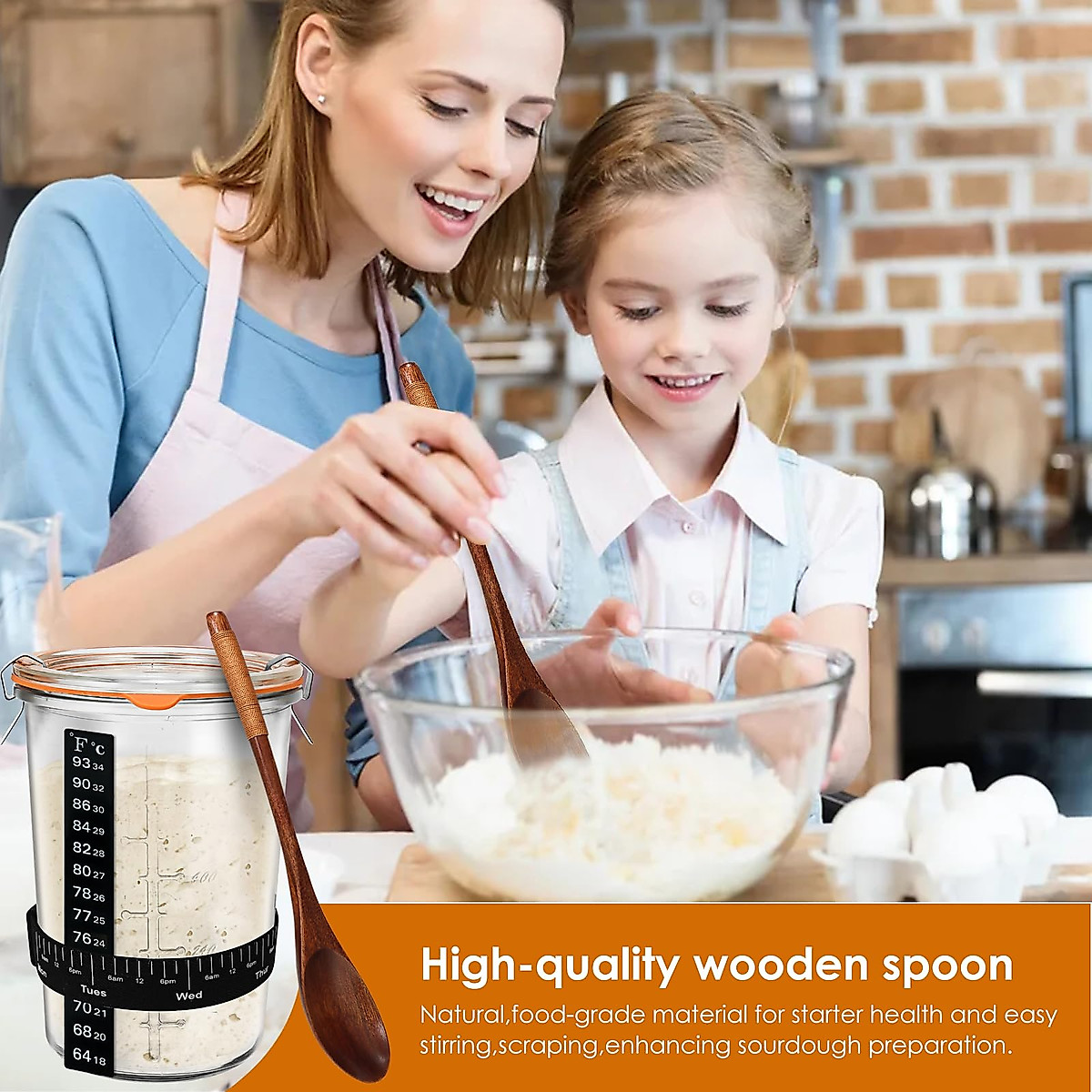 TOKPELA Sourdough Starter Jar Glass, Wide Mouth Sourdough Starter Jars, Sourdough Starter Kit with Wooden Spoon, Cloth Cover, Glass Lids, Sourdough Starter Jar 27oz for Sourdough Bread Baking Supplies