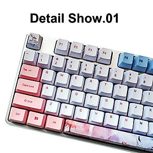eboxer-1 73 Pcs Five-Faced Dyed Anime DIY Keycaps, PBT Keycap Set with Shaft Puller, for Mechanical Keyboards(Anime Keycaps)
