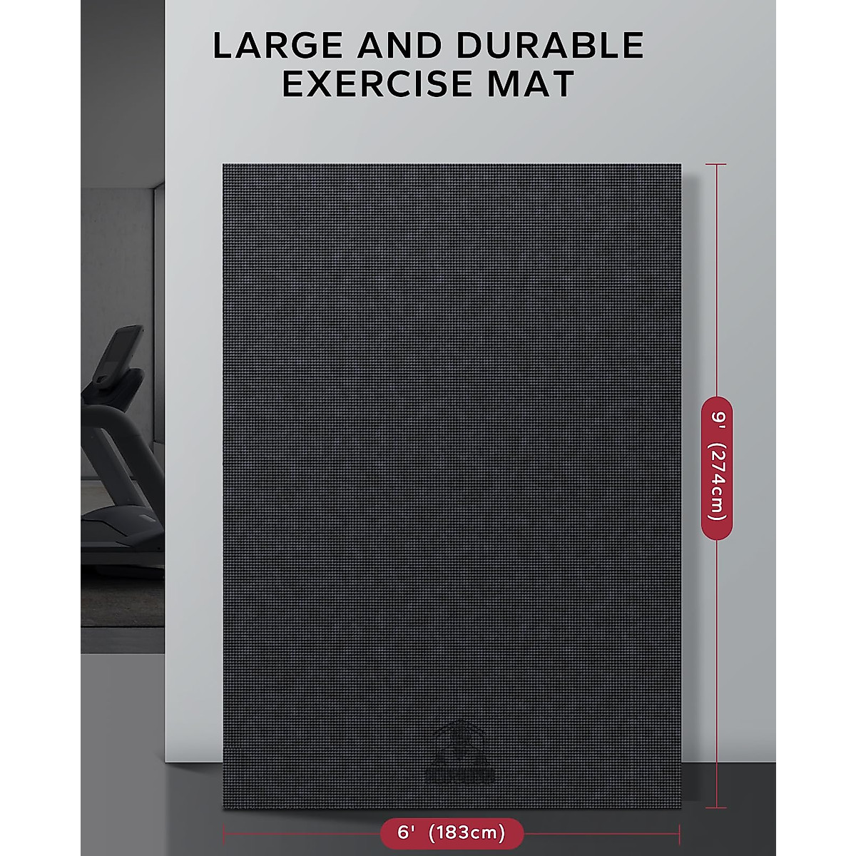 HAPBEAR Extra Large Exercise Mat-9'x6'x8mm(1/3 inch), Non-Slip, Ultra Durable, Thick Workout Mats for Home Gym Flooring Cardio, Yoga Mats for Fitness, High-Density Exercise Mat, Shoes-Friendly