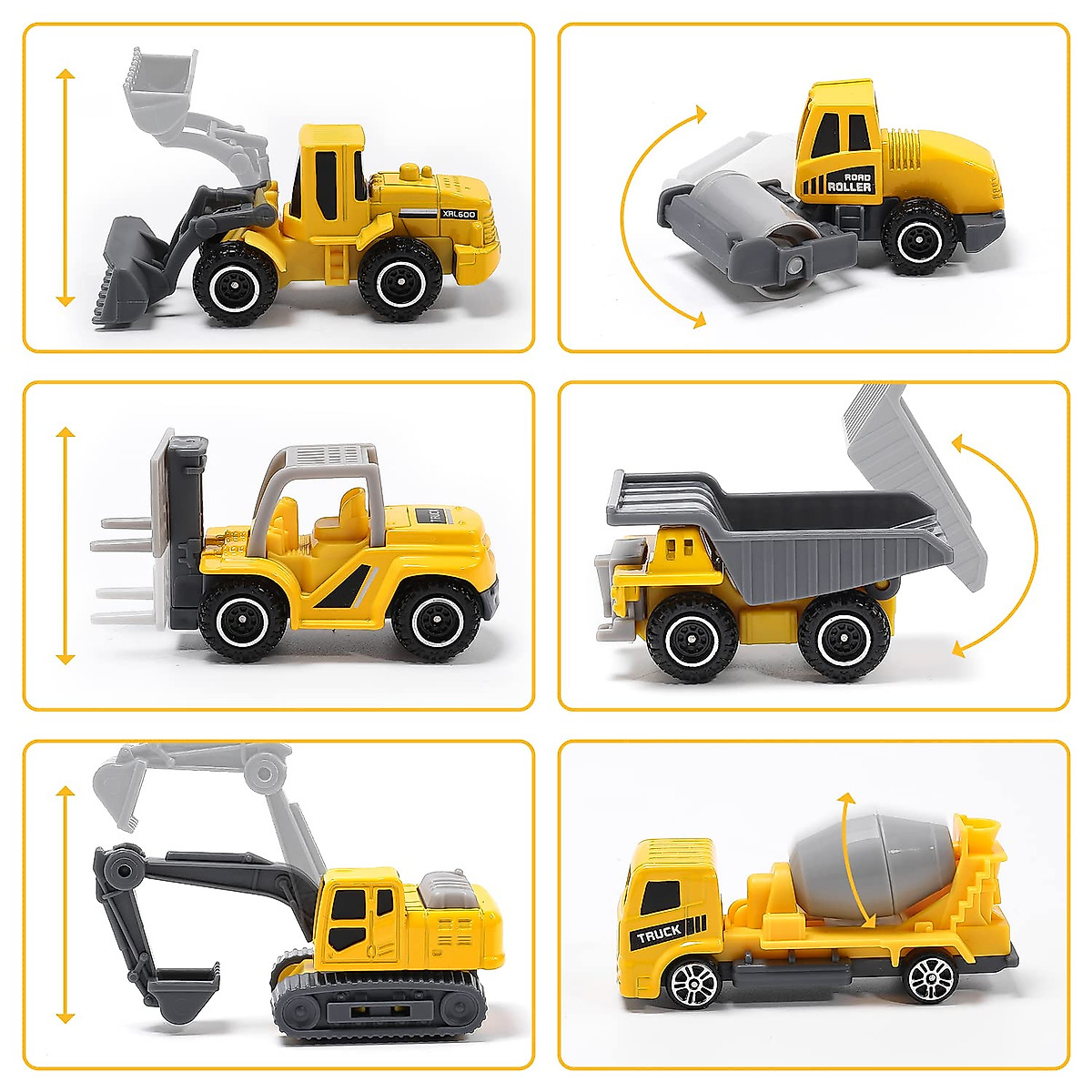 22 in 1 Construction Trucks Push and Go Car Carrier Truck Toy with Mini Alloy Diecast Trucks, Play Vehicles Set with Sounds and Lights, Gifts for Boys Toddler Kids