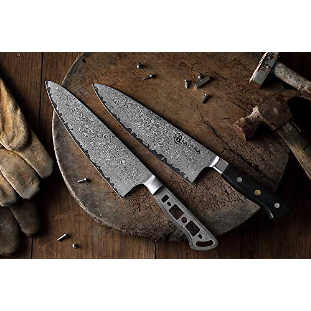 KATSURA Woodworking Project Kit – Gyuto Chef Knife Blank – 8.25 Inch – Ultra Wide Blade 55mm – Japanese Premium AUS 10, 67 Layers Damascus Steel – NO LOGO