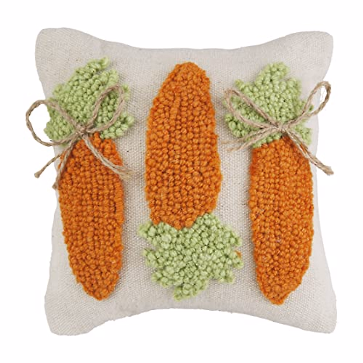 Mud Pie Easter Mini Hook Pillow, 8" x 8", Carrots